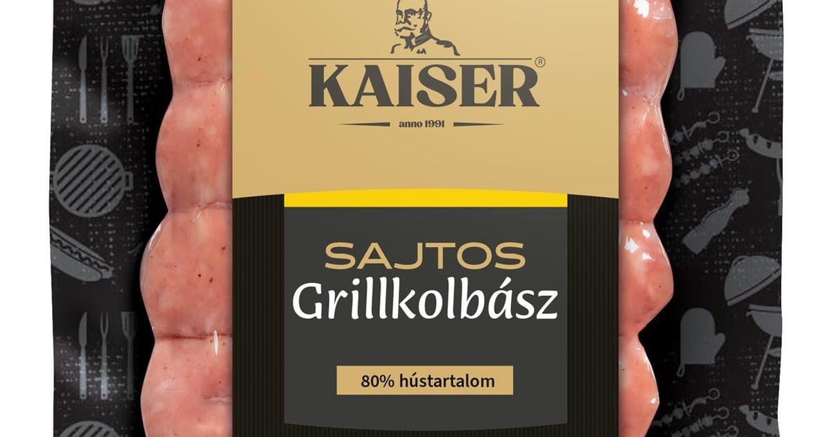 Kaiser sertés grillkolbász sajtos, füstölt