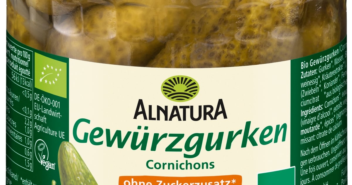 Alnatura BIO Ecetes uborka, fűszerekkel, hozzáadott cukor nélkül (670 g)