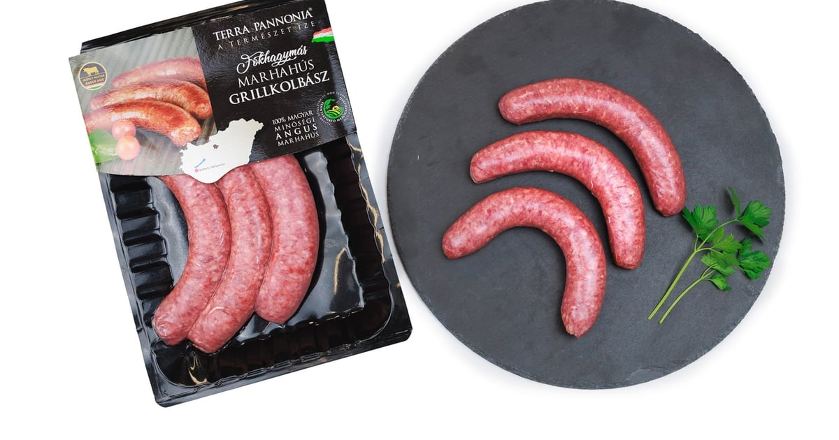Friss Angus marha fokhagymás grillkolbász