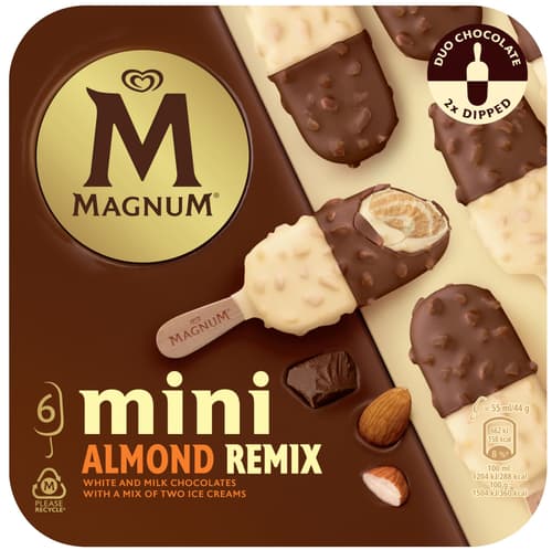 MAGNUM Mini Multipack Jégkrém Remix Mandula- Fehér csokoládés