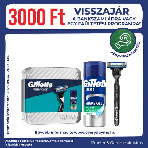 Gillette Ajándékcsomag: Mach3 Borotva + Series Borotvazselé 75 ml + Doboz